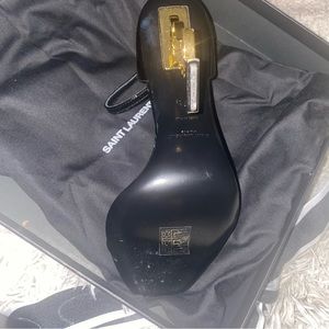 Yves Saint Laurent | Shoes | Ysl Heels Size 37 Black With Gold Heel ...